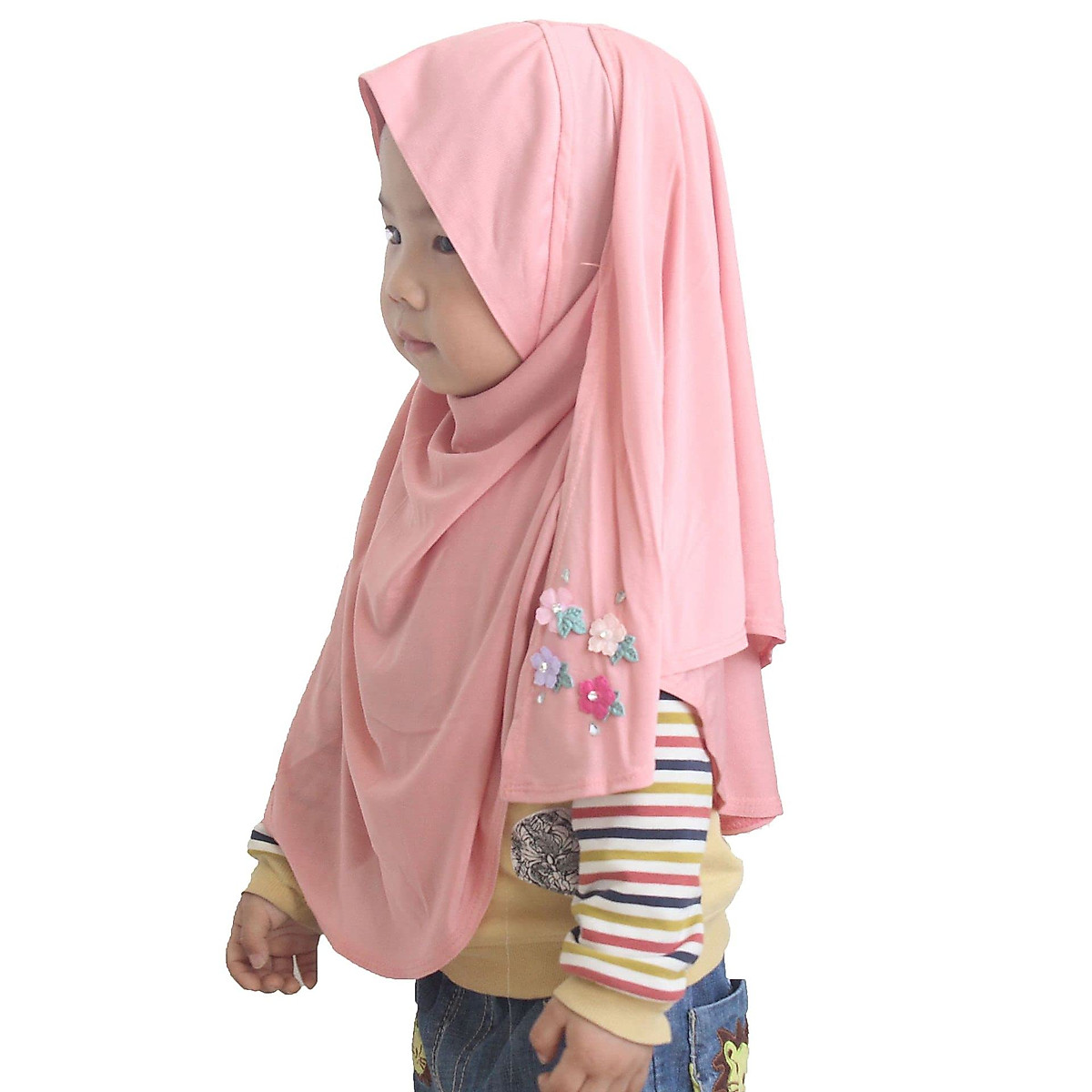 Modest Beauty One piece Baby Kids Muslim Islamic Scarf Hijab for 3-8 Years Old Little Girls Ready to Wear