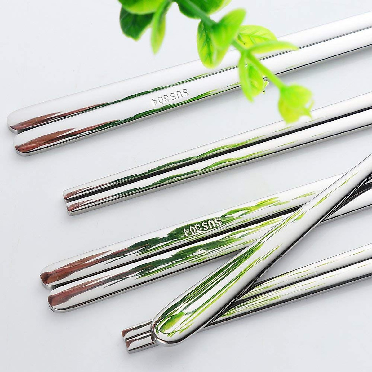 Buyer Star 4 Set Chopsticks Spoon Set, 4 Color Reusable Metal Stainless Steel Korean Chopstix Spoon Set Christmas Gift