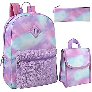 Trail maker Backpack with Lunch Box and Pencil Case for Girls and Boys, 17 Inch Backpacks for Kids for School (Colorful Clouds)