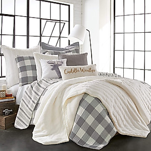 Levtex Home - Camden Quilt Set -Full/Queen Quilt + Two Standard Pillow Shams - Buffalo Check in Grey and Cream - Quilt Size (88 x 92 in.) and Pillow Sham Size (26 x 20 in.)- Reversible Pattern -Cotton