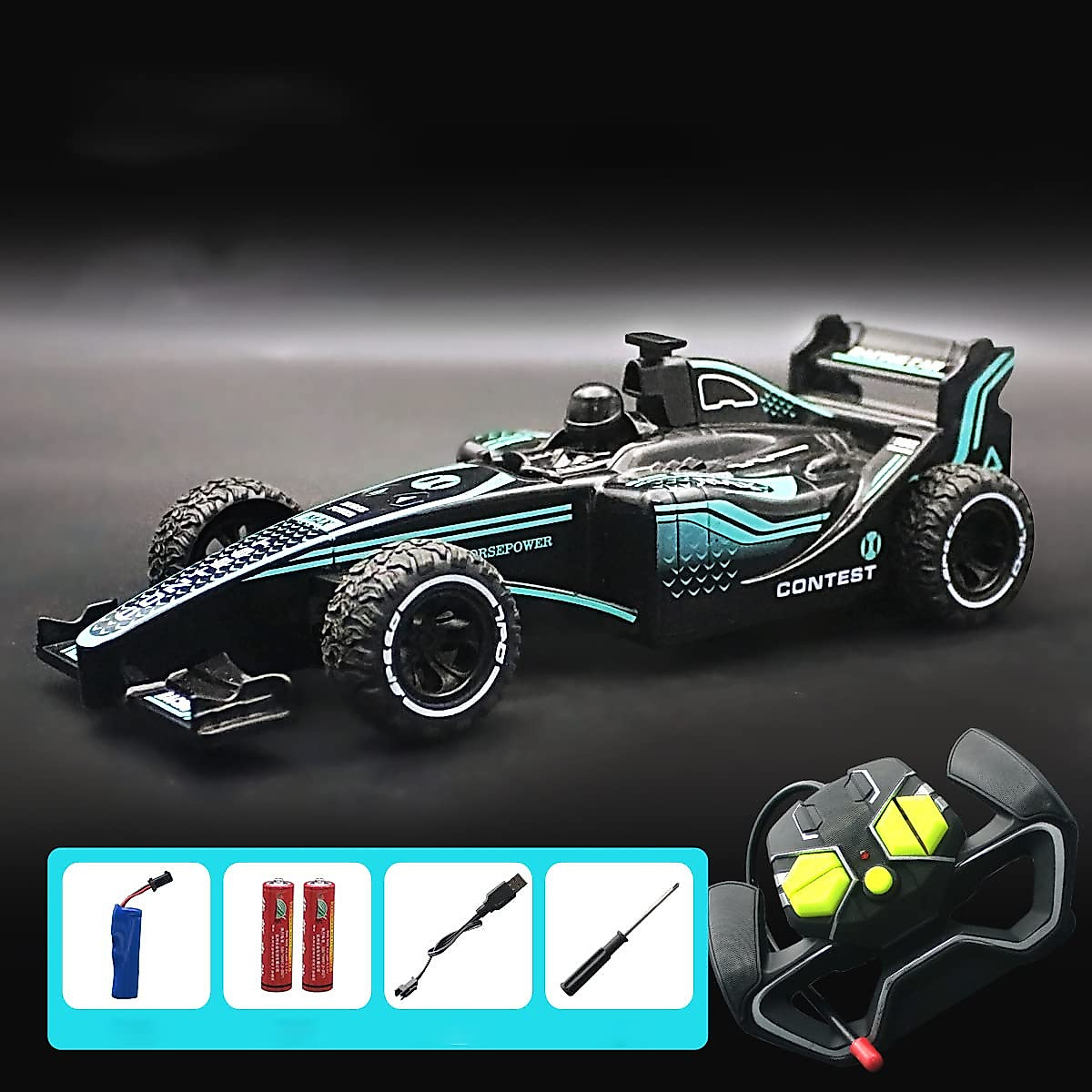 BMFHJEQ F1 Remote Control Car, Mini High-Speed F1 RC Racing, 20KM/H 4WD Electric High Speed Car, Double Speed Adjust Off-Road Drift Remote Control Toys Cars for Boys Girls (Blue)