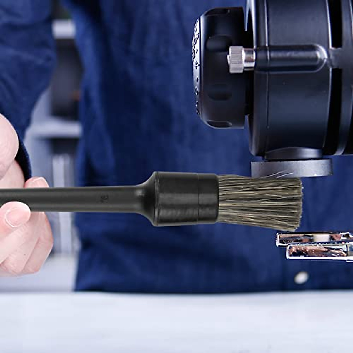 MAHIONG 6 Pieces Car Detail Brushes Set, Natural Boar Hair Detailing Brushes with Plastic Handle, Automotive Detailing Brushes for Cleaning Wheels, Engine, Interior, Air Vents, Set of 3