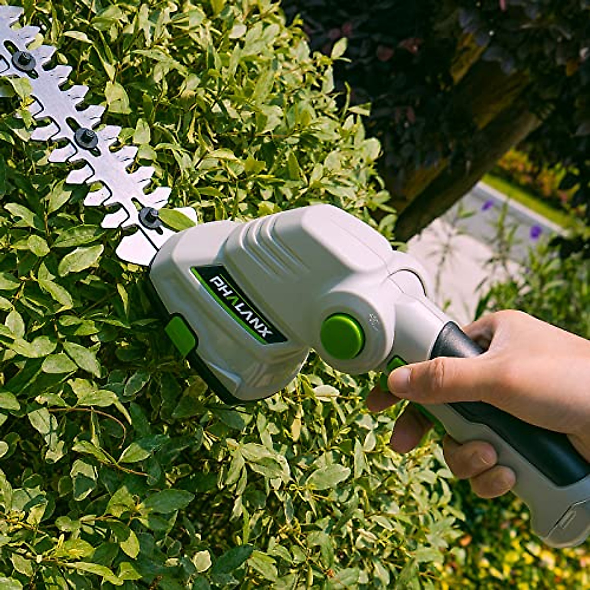 Cordless Grass Shears 2-in-1 Handheld Hedge Trimmer,7.2V Electric Grass Trimmer Turnable Handle, Rechargeable Lithium-Ion Battery and Charger Included for Lawn/Garden