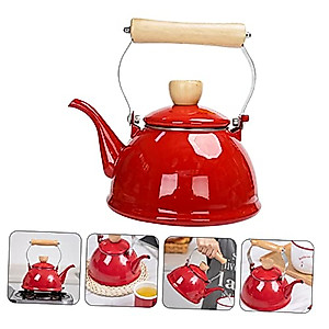 MAXBUS 1pc Kettle Red Kettle Ceramic Tea Pot Red Coffee Maker Boiling Teapot Pottery Ceramic Coffee Pot Decorative Teapot Kitchen Teapot Cold Water Teakettle Make Tea Red Stainless Steel