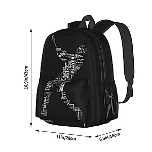 ZQKJLH Baseball Backpacks for School Baseball Print Bookbags for Boys Girls Baseball Player Lightweight Laptop Bags 17in Durable Waterproof Backpacks for Adult Women Men Travel