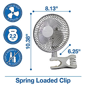 Air King Clip Fan, 6 inch, White