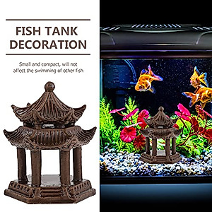 POPETPOP Aquarium Decoration Ceramic Fairy Garden Figurines Mini Pagoda Statue Fish Hideout Shelter Cave for Fish Tank Ornament Micro Landscape Decor