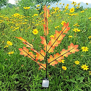 OSALADI Lighted Maple Tree Fall Decor Outdoor 2pcs LED Solar Landscape Light Simulation Maple Leaf Landscape Led Pathway Lights Villa Outdoor Pathway Decor Outdoor Fall Decor