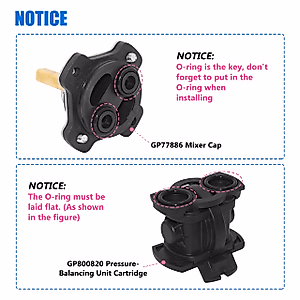 GP77886 Mixer Cap and GP800820 Pressure Balancing Unit Assembly，Compatible with Kohler K-GP77886 Faucet Valves and k-304 and k-11748 Platforms