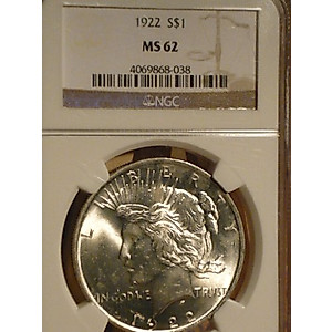 1922 S MS62 NGC Certified Peace Silver Dollar