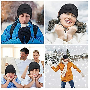 Bluetooth Beanie Hat Christmas Stocking Stuffers Unique Gifts for Men Women Black