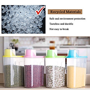 Ansee Cereal Container Food Storage Containers Easy-pour Design with Airtight Lids Measuring Cup BPA-Free Plastic Containers for Rice Snacks Sugar Nuts Pet Food (2 Pack)