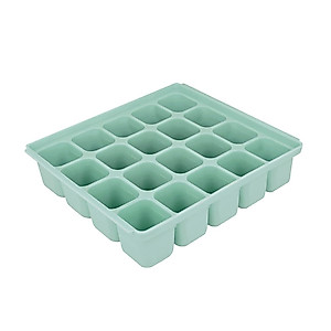 PETINUBE Silicone Freezer Tray, Baby Food Storage Cubes with Clip-On Lid, Freeze Baby Food, Soups, Purees, Ice, Easy and Safe Design, Made in Korea (20, Ocean Blue)