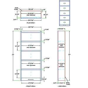 Concepts In Wood Midas Five Shelf Bookcase 72" H Dry Oak Finish