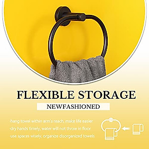 Matte Black Towel Ring, APLusee Stainless Steel Swivel Hand Towel Holder, Modern Kitchen Bathroom Accessories Home Drying Storage Rail Space Saver