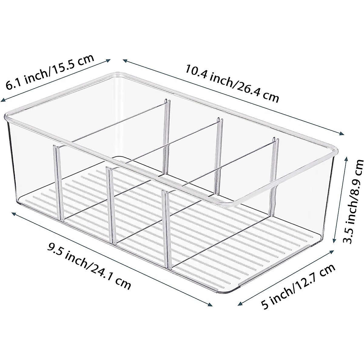 AIYULONG Pantry Organizers and Storage,2 Pack Clear Plastic Bins for Pantry, Kitchen, Fridge,Cabinet Organization and Storage,4 Compartment Holder Packets,Snacks,Pouches,Spice Packets