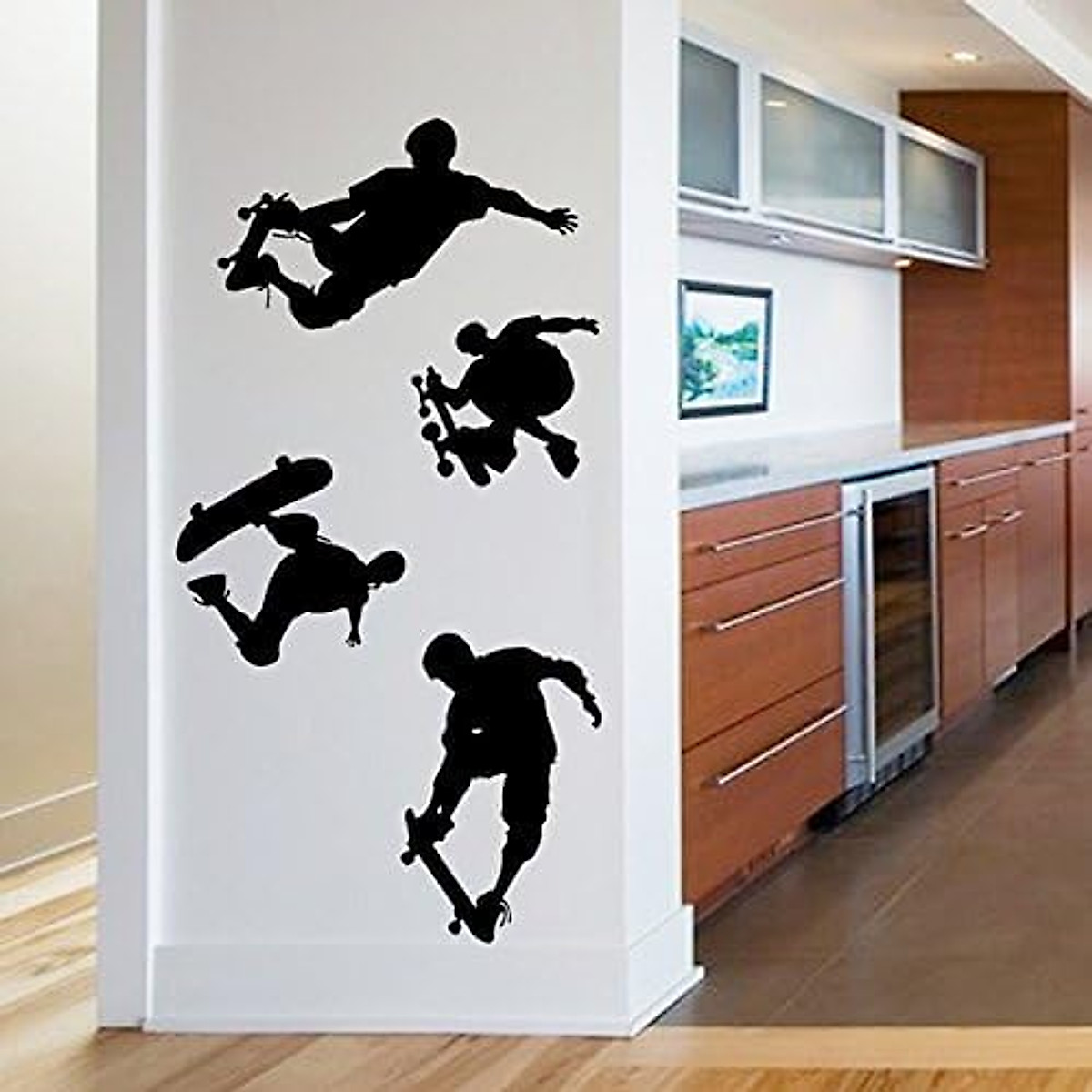 Playing Skateboards Sports Wall Decal Home Sticker PVC Murals Vinyl Paper House Decoration Wallpaper Living Room Bedroom Kitchen Art Picture DIY for Kids Teen Senior Adult Nursery Baby