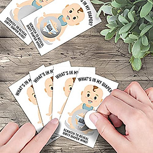 Hafhue 50 Pack What‘s in My Diaper Scratch Off Game Scratch Off Cards for Baby Shower, Baby Shower Activity and Idea, Silly Activity for Ice Breakers