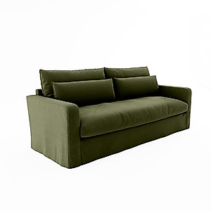 SILKIR Living Room Down Filled Couch with Lumbar Pillows Comfy Apartment,Bedroom,Office Sofas, 80 Inch, Olive Green