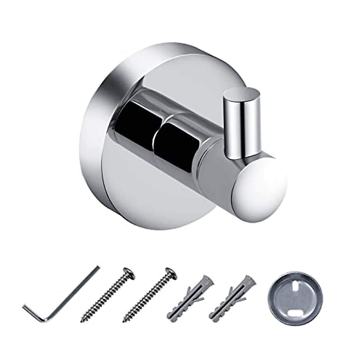 JASSFERRY Single Dual Towel Hooks Wall Mounted Bathroom Closets Coat Clothes Heavy Duty Robe Hook Holder Bathroom, Polished Chrome (Single Hook A)