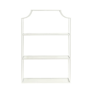 Kate and Laurel Ciel Three-Tiered Wall Shelf, 21 x 30, White, Decorative Floating Shelf Storage and Wall Organizer for Over Toilet Storage Bathroom Display