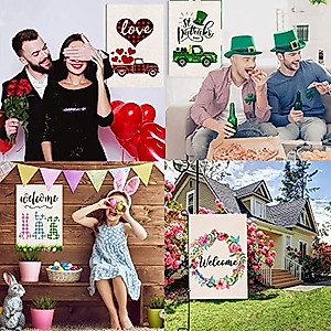Seasonal Garden Flags Set of 12 Double Sided 12 x 18 Inch Yard Flags Small Welcome Garden Flags for Outside, Spring Valentines Easter St Patricks Day Outdoor Flags Holiday Garden Flags for All Seasons