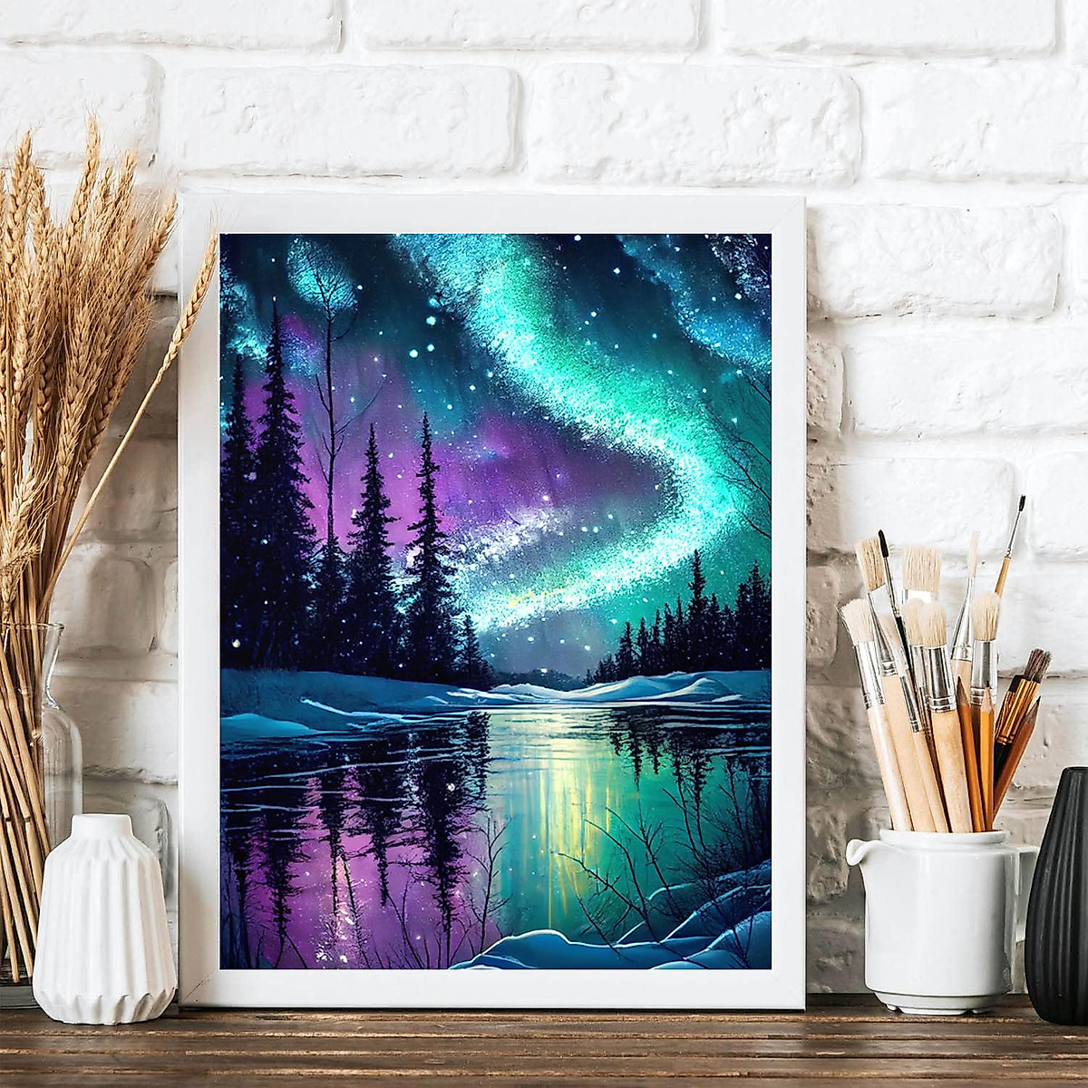 DIYCYCY Aurora Landscape Diamond Art Kits for Adults,DIY 5D Diamond Painting Kits for Beginners,Round Full Drill Diamond Dots Paintings Picture Gem Art Craft for Home Wall Art Decor Gifts 12x16inch