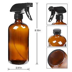 sietpoek 9 Pack Glass Spray Bottle 16oz, Empty Amber Spray Bottle Refillable Container for Essential Oils,Cleaning Products,Aromatherapy spray device