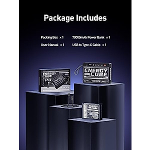 MOVE SPEED 70000mAh Power Bank High Capacity, 22.5W Max PD 3.0 Fast Charging, Large Power Bank,4 Outputs 2 Inputs,LED Display,USB-C Battery Packs for iPhone, Samsung, Outdoors Camping, Cyberpunk Style