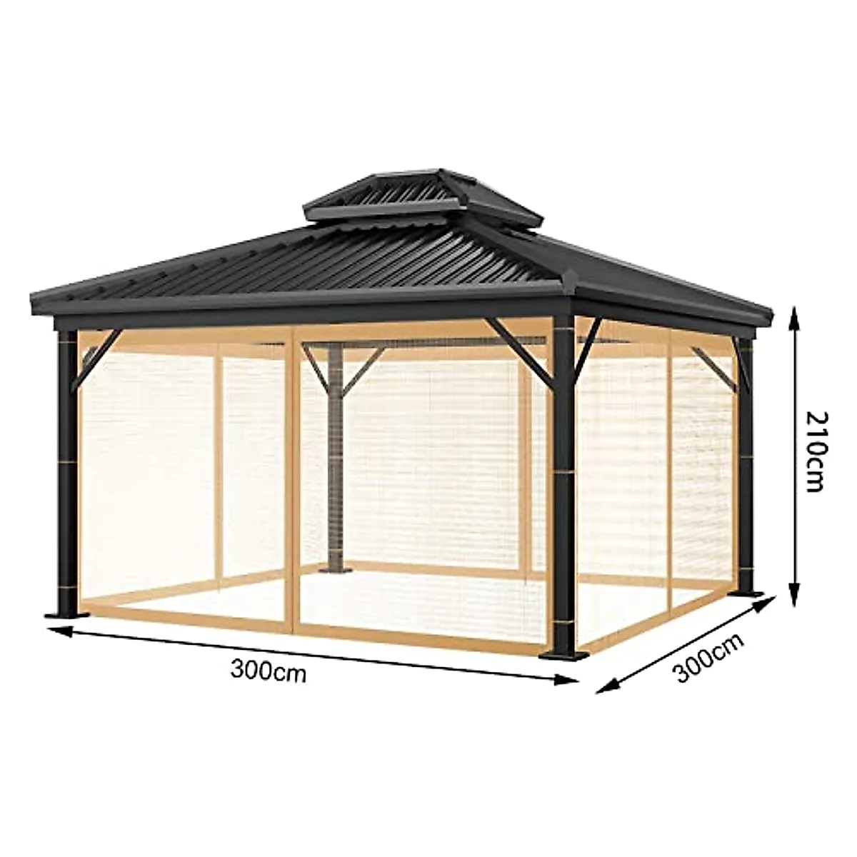 Menolana Outside Canopy Outdoors Gazebo Netting Large Rectangular 12" Easily Set up Patio Hardtop Gazebo Patio Backyard Sun Shades Shelter Screen Tents, Black 10x10FT