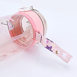 Unicorn Water Bottles for Girls,Cup with Straw and Safety Lock,Pink Outdoor Indoor Water Bottle,400ML/13.5oz for school kids girl unicorn lover… (Transparent)