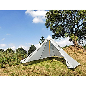 4 Person Tent Ultralight 15D Nylon Teepee Hot Tent with Fire Retardant Stove Jack for Flue Pipes with 2 Doors Snow Skirt