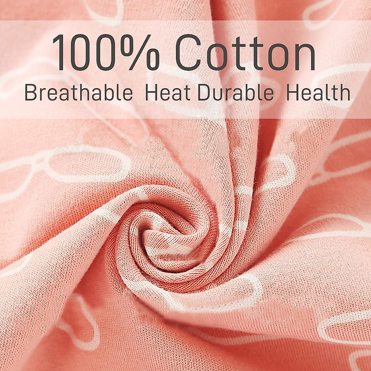 ZIGJOY Newborn Swaddle Blanket 100% Cotton Baby Adjustable Swaddle 1.0 TOG Infant Transition Swaddle Wrap with Beanie Cap for 0-6 Months(Pink Glasses)