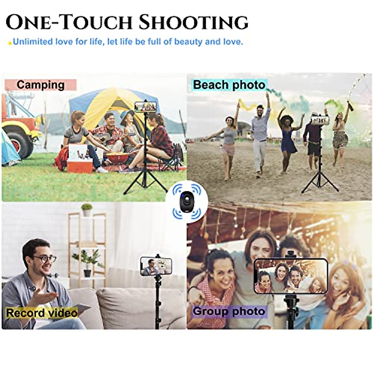 Phone Tripod Stand Selfie Stick 64 Inch Aluminum Alloy with Wireless Remote Video Record/Photography/Live Streaming Compatible with iPhone 14 13 12 11 pro Xs Max Xr X 8 7 6 Plus, Android Samsung