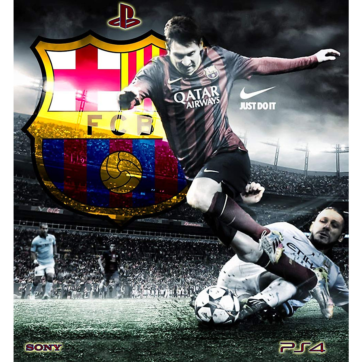 Skin Ps4 Old - Lionel Messi FC BARCELLONA - Limited Edition Decal Cover ADESIVA Playstation 4 Slim Sony Bundle