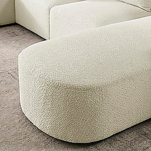 HomSof 5 Seat L Shape Sectional Sofa with Left Side Chaise and Ottoman, Modular Sofa, DIY Combination, Loop Yarn Fabric, Beige