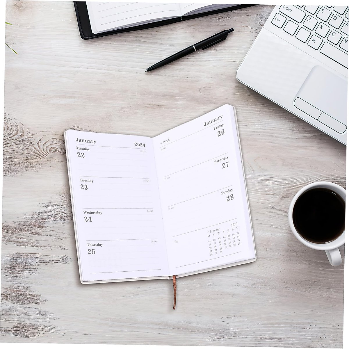 NUOBESTY 2024 Agenda Book Portable Notebook Paper Notepad Office Schedule Notepad Delicate Dividing Line Paper Brown Daily Planner Notebook for Planning Schedule Notebook Agenda Notebook