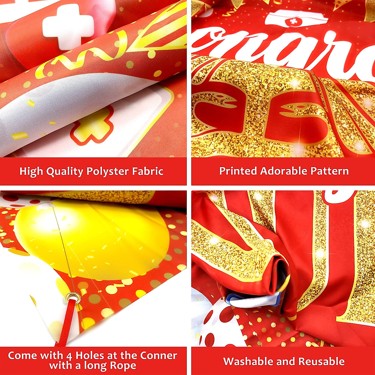 KatchOn, Congrats RN Graduation Banner - Large 72x44 Inch | Red Congrats Nurse Banner, Nurse Graduation Decorations | RN Graduation Party Decorations, Nursing Graduation Decorations Class Of 2024