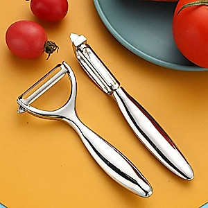 Mexrasdos Vegetable Peeler 2 Different Shaped Peelers Apple Peelers Stainless Steel Fruit Peelers for Kitchen Non-Slip Handle Peeler for Potato, Carrot, Veggie (2 PCS)
