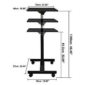 Height Adjustable Laptop Desk Mobile Standing Desk Multi-Function Home Office Moveable Desk with Wheels Black…