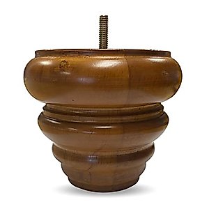 Elegent Upholstery 4" Inch Height Sofa Bun Furniture Legs Solid Wood Light Walnut Finish - Set of 4