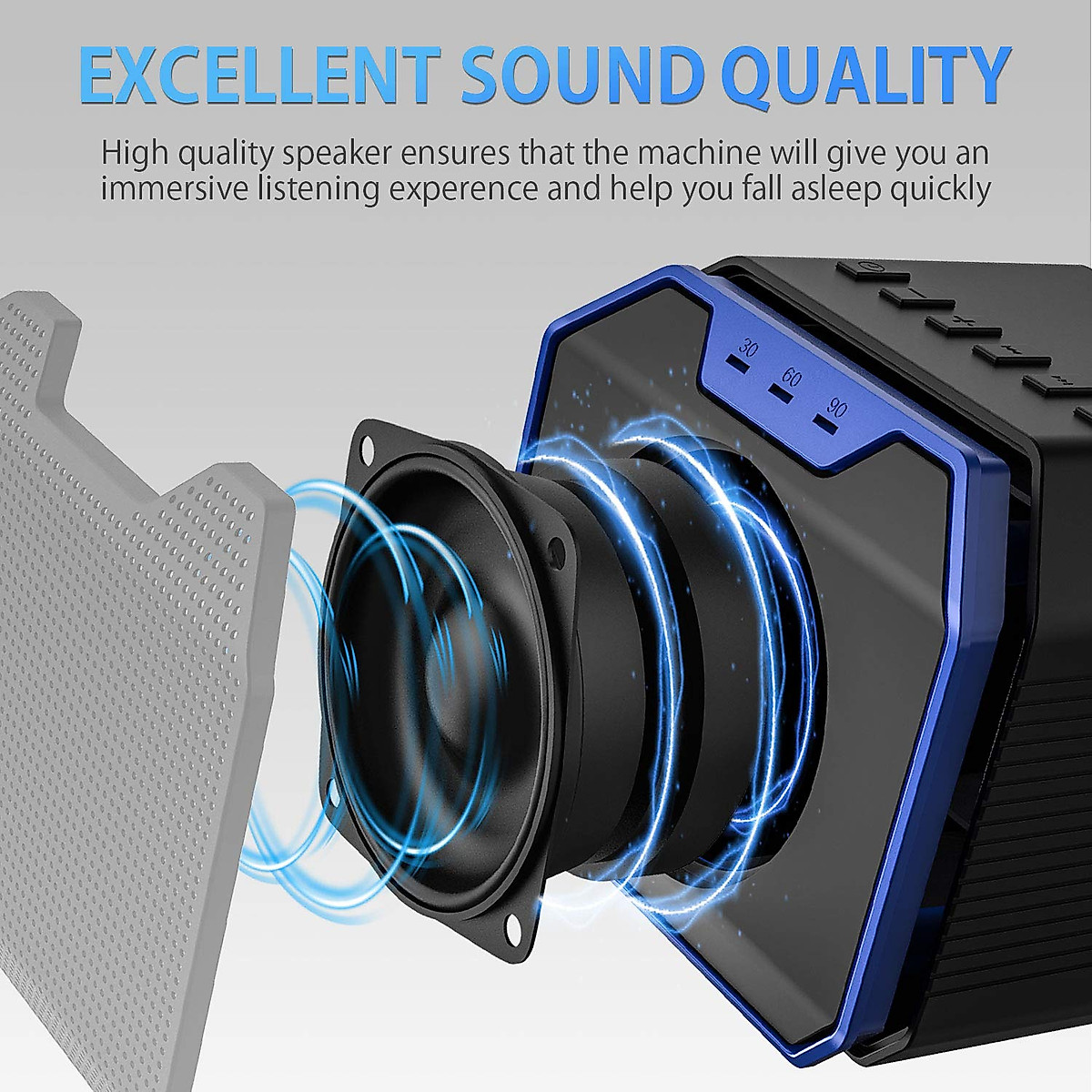 White Noise Machine for Sleeping Sound Machine Baby Kid Adult 26 HiFi Smoothing Sound Auto-Off Timer Memory Function Sleep Therapy for Home Nursery Office Privacy (Black-Blue)