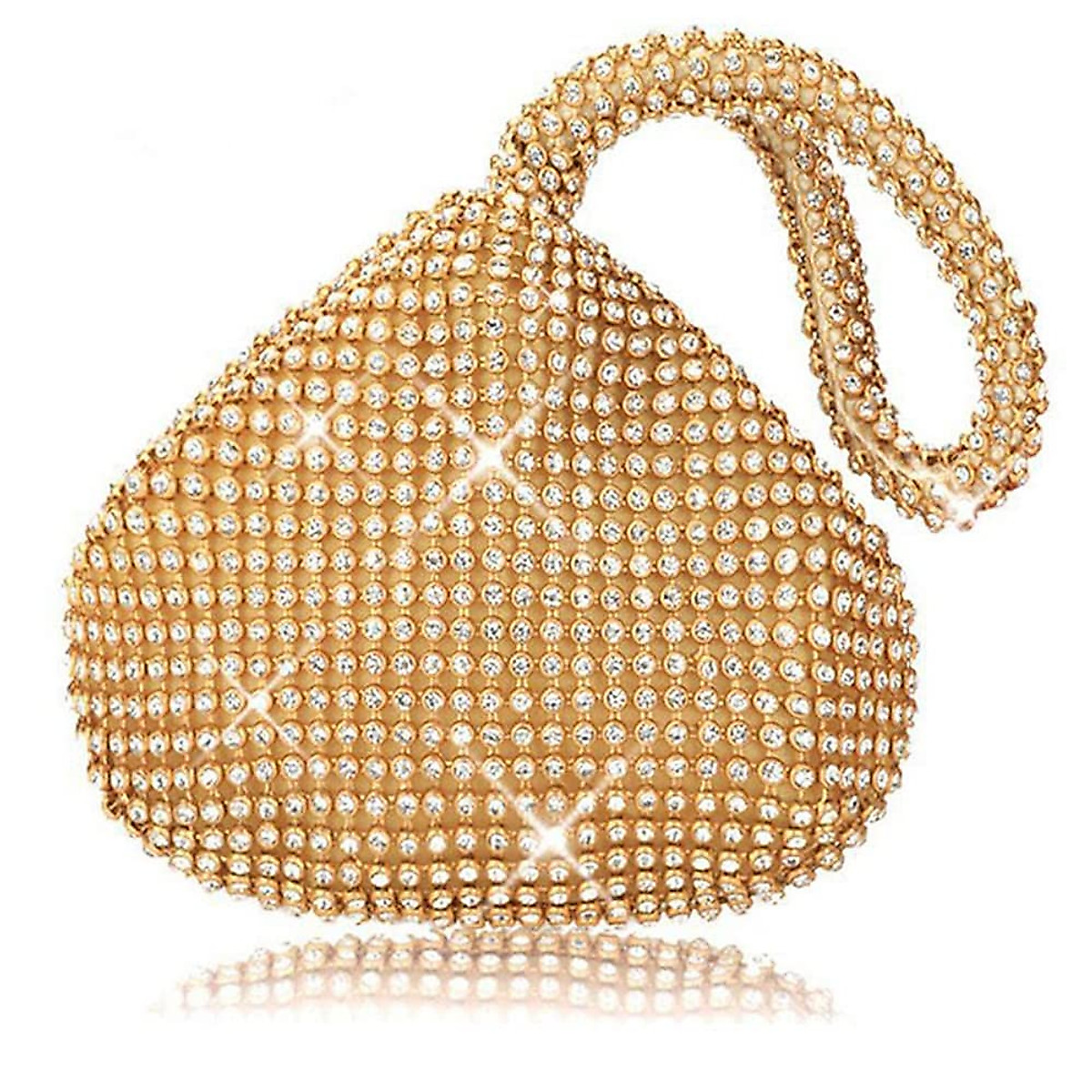 JIAN YA NA Fashion Women Rhinestone Trihedral Clutch Evening Bag Bling Zipper Wedding Purse