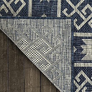 Antep Rugs Patio 8x10 Outdoor/Indoor Southwest Aztec Native Area Rug (Blue, 7'10" x 10')