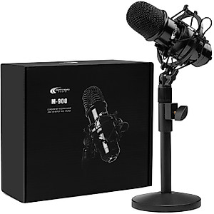 M-900 Condenser XLR Microphone with Desktop Mic Stand Kit - Ideal for Home Recording Studio, Vocal, Singing, Podcast, Gaming, and Streaming - All Metal Construction - Empty Road Audio