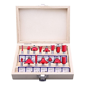 LU&MN Carbide Tipped Router Bits (15 PCS) with 1/4" Shank, Wood Milling Saw Cutter , All Purpose (Woodworking Tools for Home Improvement and DIY)