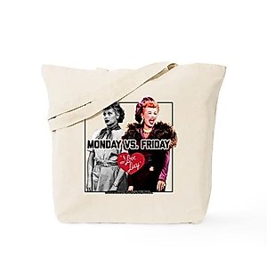 CafePress I Love Lucy Monday Vs. Friday Tote Bag Natural Canvas Tote Bag, Reusable Shopping Bag
