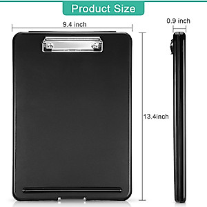 10 Pieces Clipboard with Storage Plastic Storage Clipboard Nursing Clip Board Foldable Clip Board with Low Profile Clip for Home Office School, Size 9.5 x 13.5 Inch (Black)
