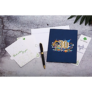 DKT HANDMADE Happy Birthday Pop Up Card - Pop Up Happy Birthday Card, Happy Birthday Number Age (Number Age 30th - Blue)