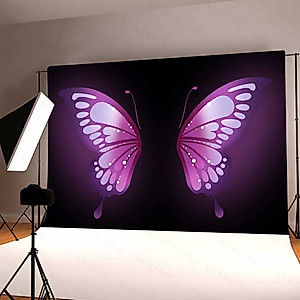 KUKUSOUL 7x5ft Purple Butterfly Wings Backdrop Shining Portrait Photography Background for Birthday Party Decor Banner Photo Booth Professional Studio Props KUBQY049